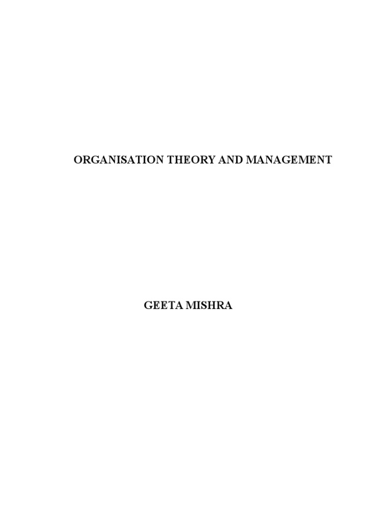 Organisation Theory and Management | PDF