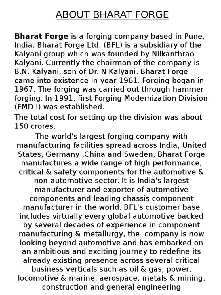 About Bharat Forge | PDF | Forging | Heat Treating