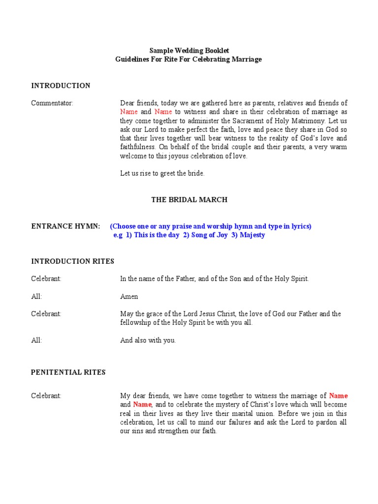 Wedding Booklet Template | PDF | Mass (Liturgy) | Eucharist