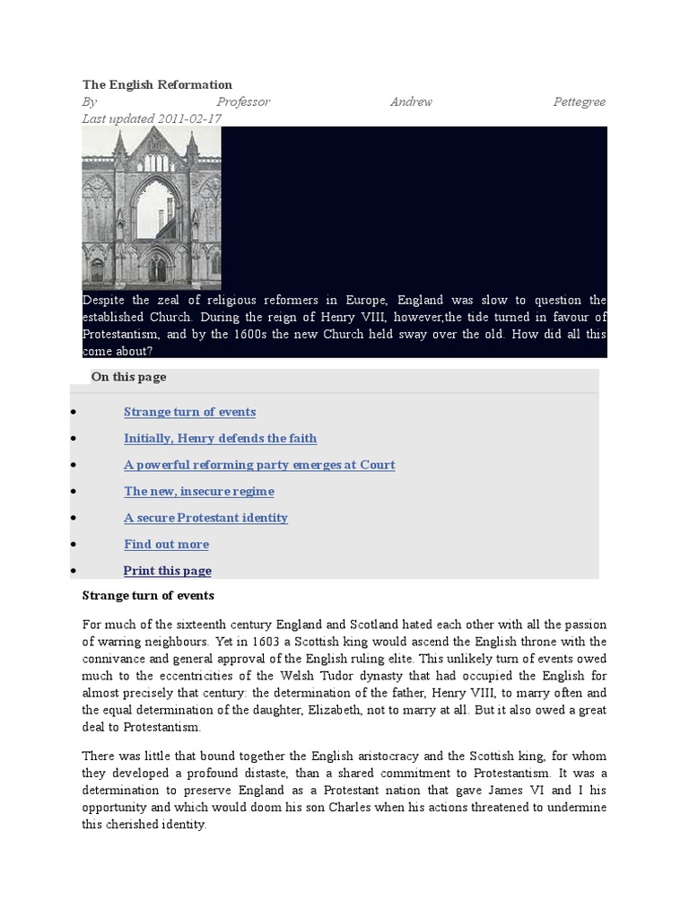 The English Reformation | Download Free PDF | Elizabeth I Of England ...