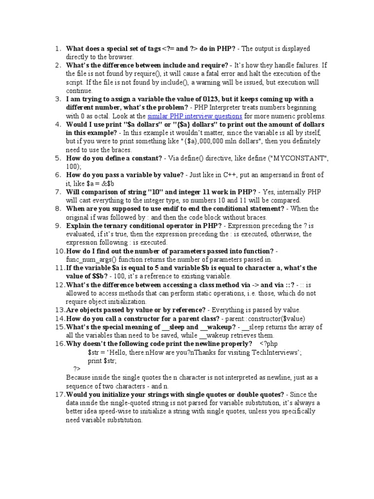 Similar PHP Interview Questions | PDF | Pear | Php