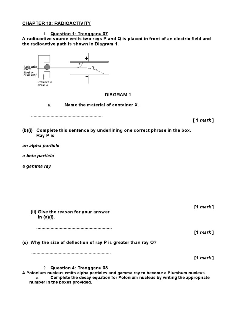 Radioactivity Exam Questions & Answers | PDF | Radioactive Decay ...