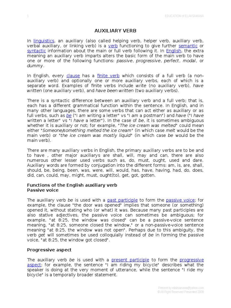 Auxiliary & Modal Verb | PDF | Verb | Perfect (Grammar)