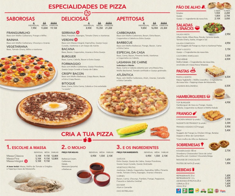 ementa telepizza | Cozinha Europeia | Comida e vinho