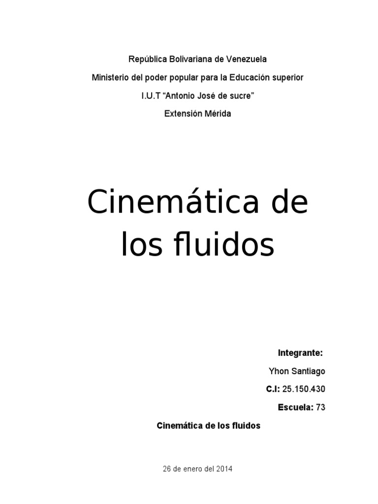 Cinematica de Los Fluidos | PDF | Flujo laminar | Mecánica