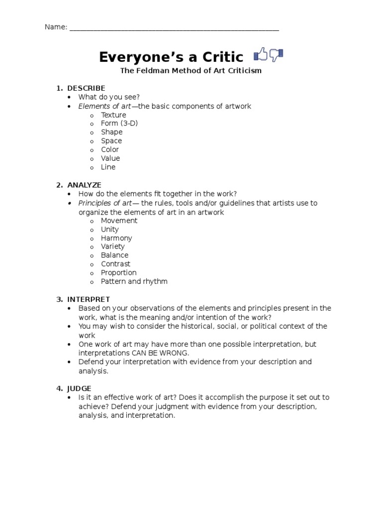 Feldman Method of Art Criticism Guide | PDF