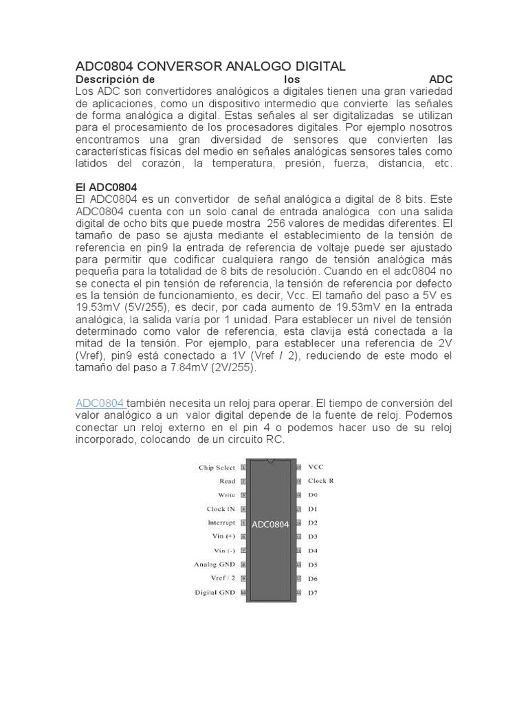 Adc 0804 | PDF | Señal analoga | Conversor analógico a digital
