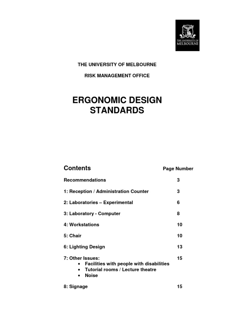 Architectural Standard - University of Melbourne - Ergonomic Design ...