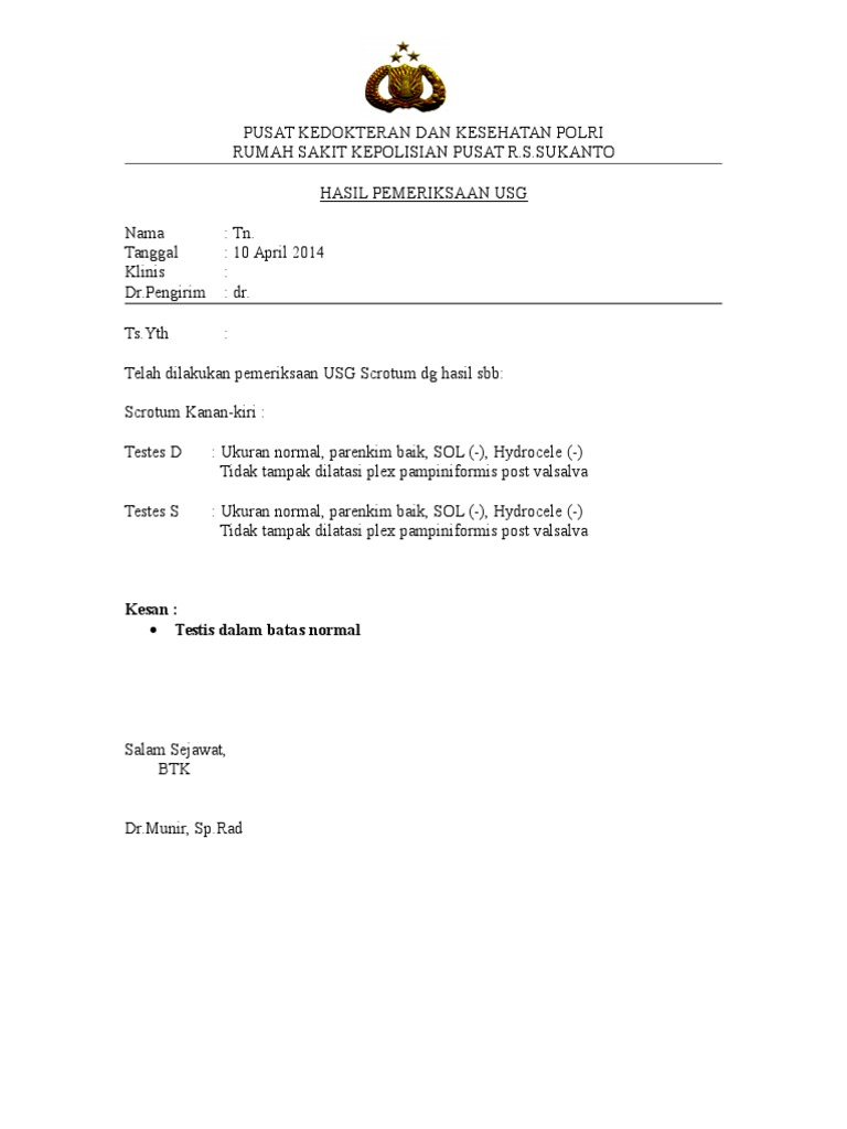 Usg Scrotum Normal | PDF