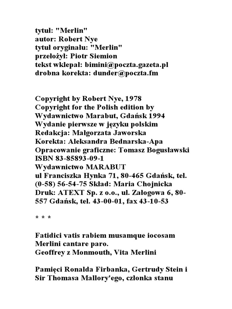 Nye Robert - Merlin | PDF