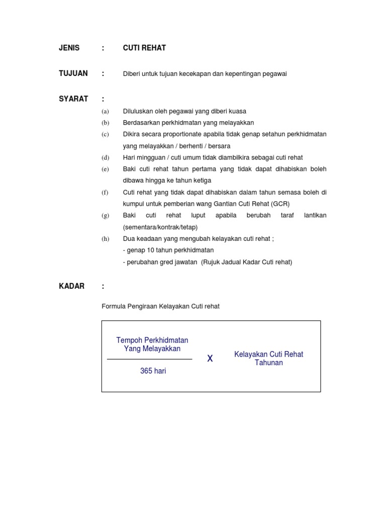 Cuti Rehat | PDF