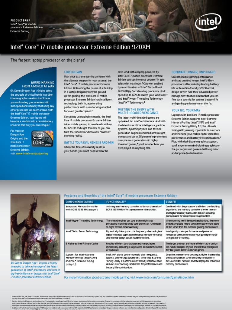 Intel® Core™ I7 Mobile Processor Extreme Edition 920XM: The Fastest ...