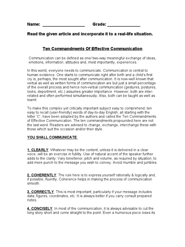 10-Ten Commandments of Effective Communication | PDF | Nonverbal ...