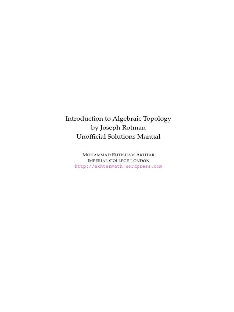 Algebraic Topology - Rotman | PDF | Continuous Function | Topology