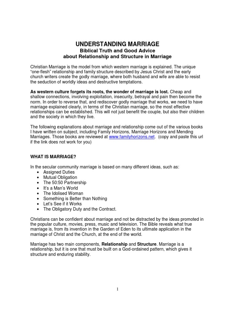 Understanding Marriage | Christian Views On Marriage | Marriage