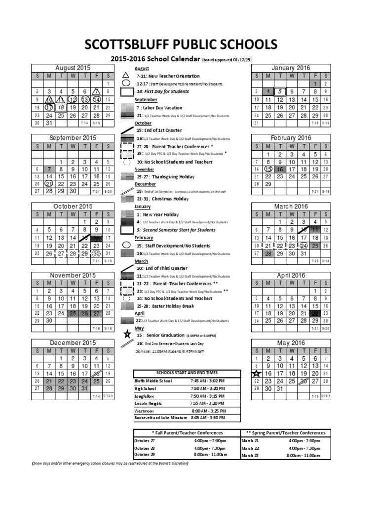 Scottsbluff Schools Calendar 2024-25 | PDF