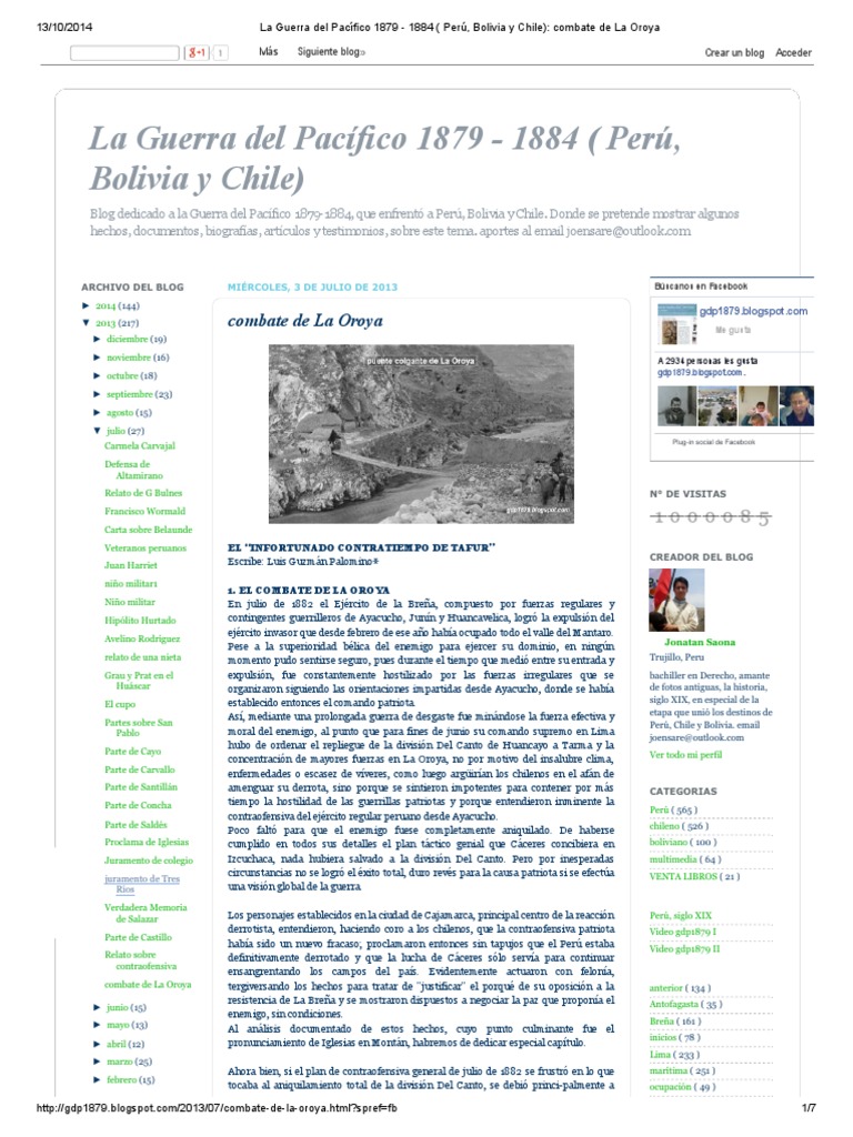 La Guerra Del Pacífico 1879 - 1884 (Perú, Bolivia y Chile) - Combate de ...