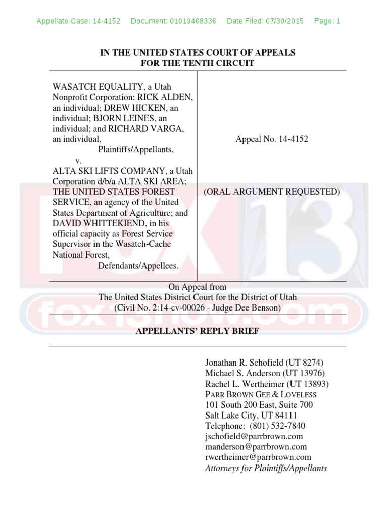 Wasatch Equality Reply Brief | PDF | Rational Basis Review | Equal ...