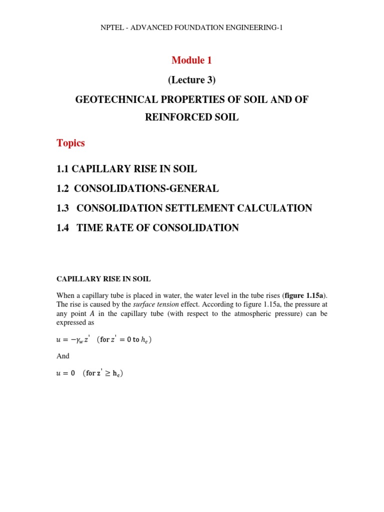 Capillary Rise in Soil | Download Free PDF | Porosity | Soil