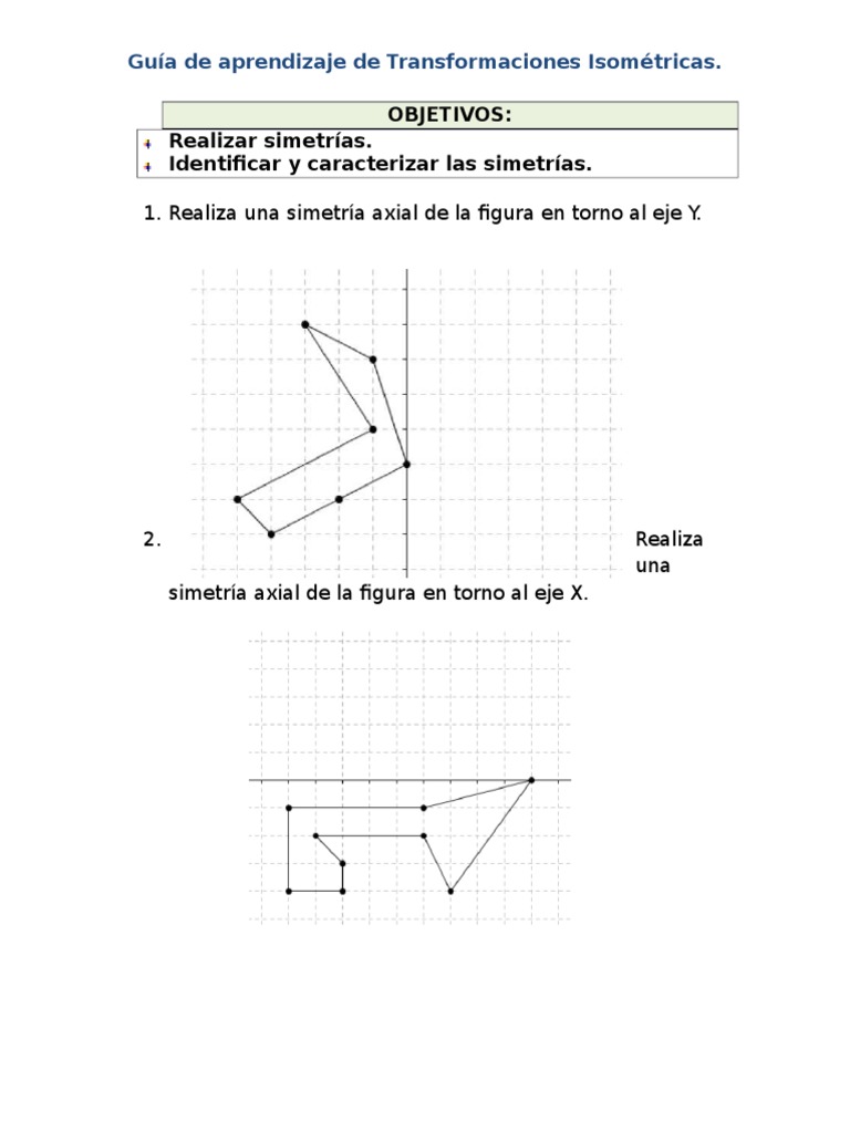 Guía de Aprendizaje de Transformaciones Isométricas. Octavo Básico. | PDF | Simetría | Rotación