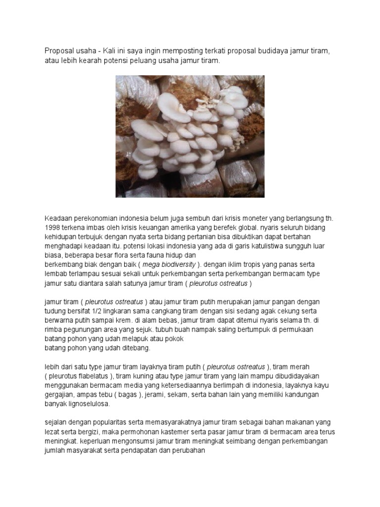 Contoh Proposal Budidaya Jamur Tiram 3 | PDF