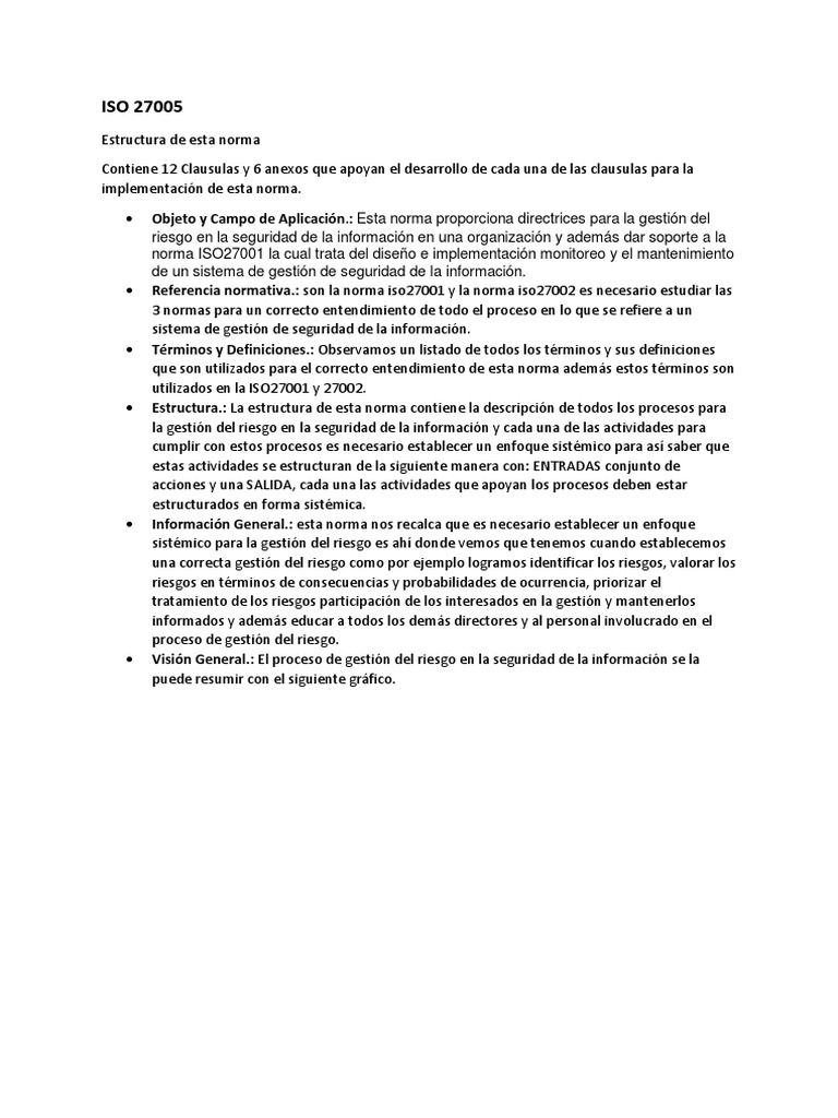 ISO 27005: Gestión del Riesgo en Seguridad de la Información | PDF ...