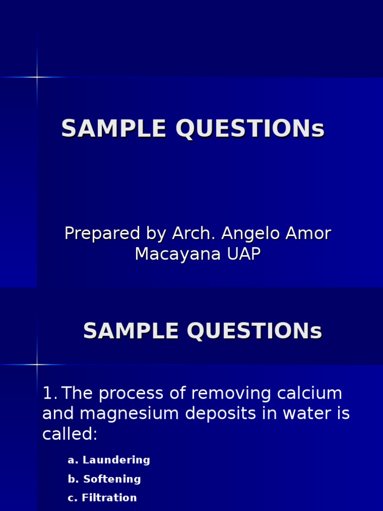 Plumbing System Sample Questions | PDF | Plumbing | Sanitary Sewer