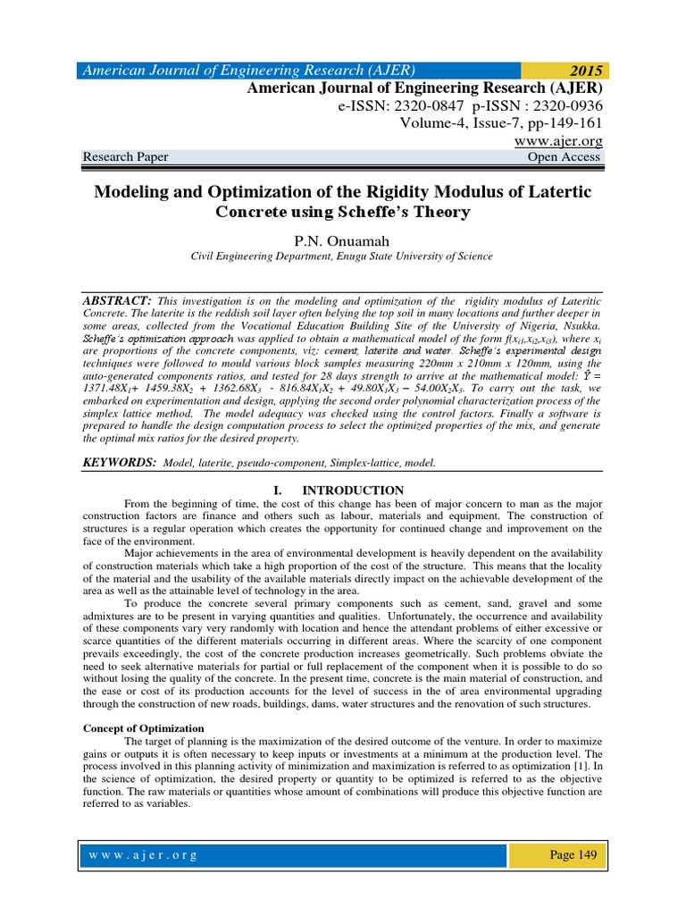 Modeling and Optimization of The Rigidity Modulus of Latertic Concrete ...