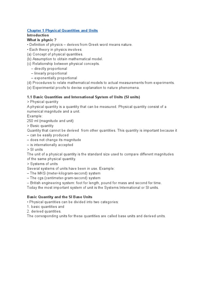 Chapter 1 Physical Quantities and Units | PDF | Observational Error | Euclidean Vector