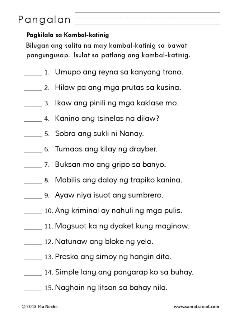 Pagkilala Sa Kambal Katinig 11 | PDF