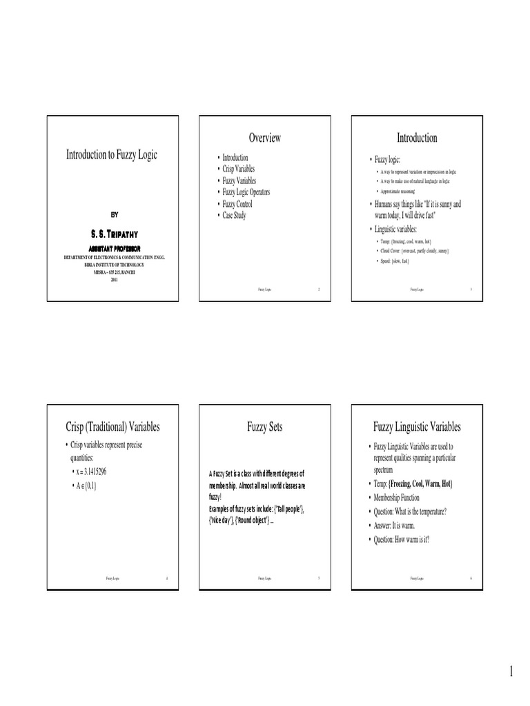 Introduction To Fuzzy Logic | PDF | Fuzzy Logic | Logic
