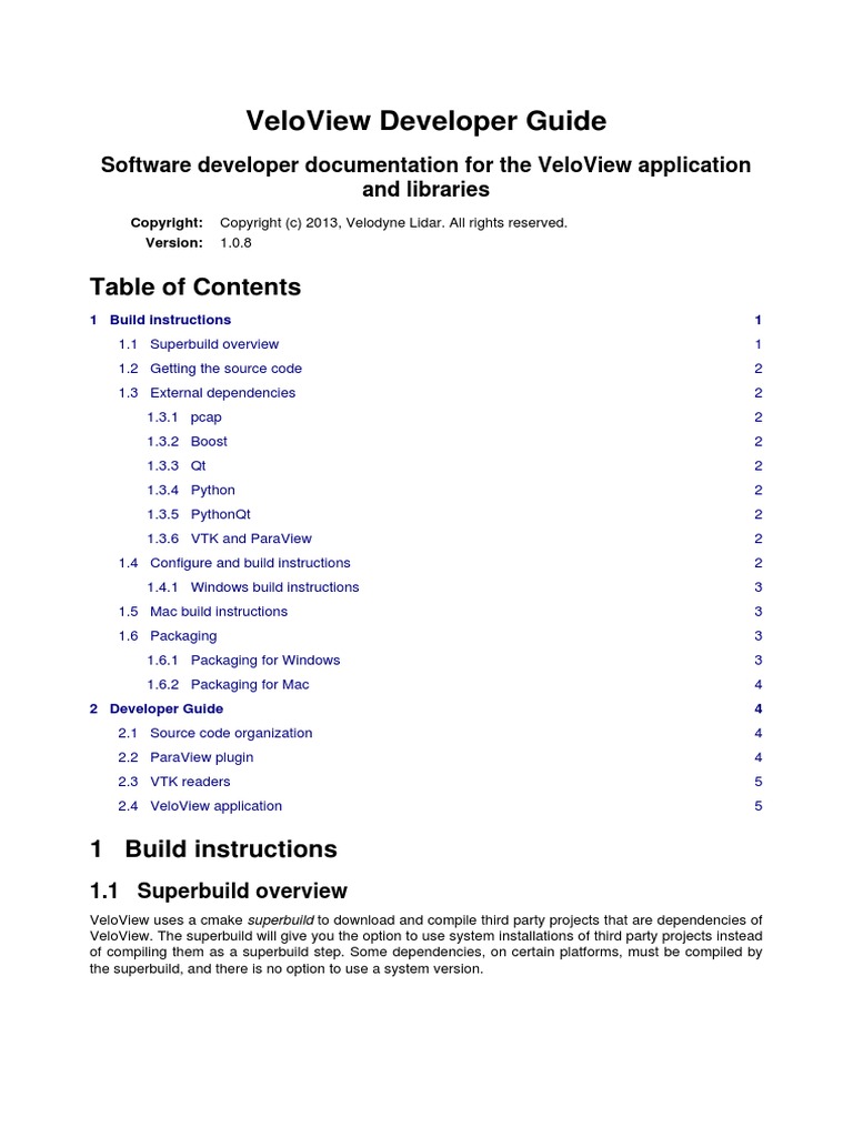 VeloView Developer Guide | PDF | Python (Programming Language ...