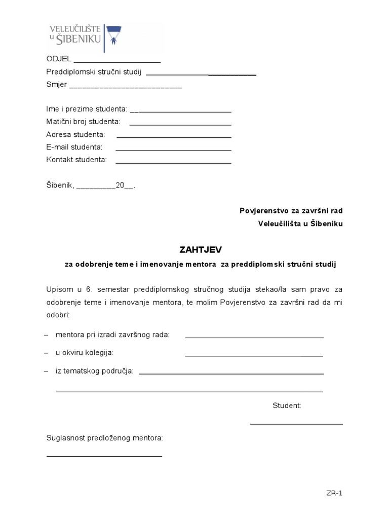 ZR-1 Obrazac | PDF