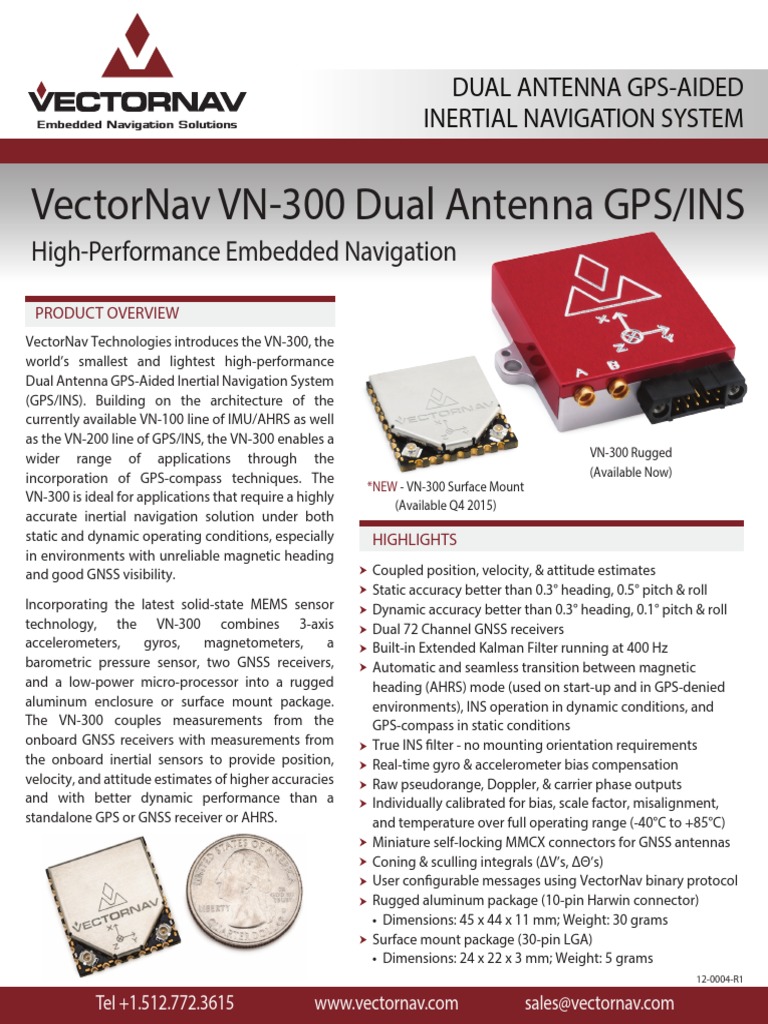 VN-300 Product Brief (12-0004) | PDF | Inertial Navigation System ...