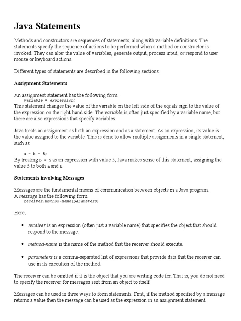Java Statements | Download Free PDF | Control Flow | Data Type