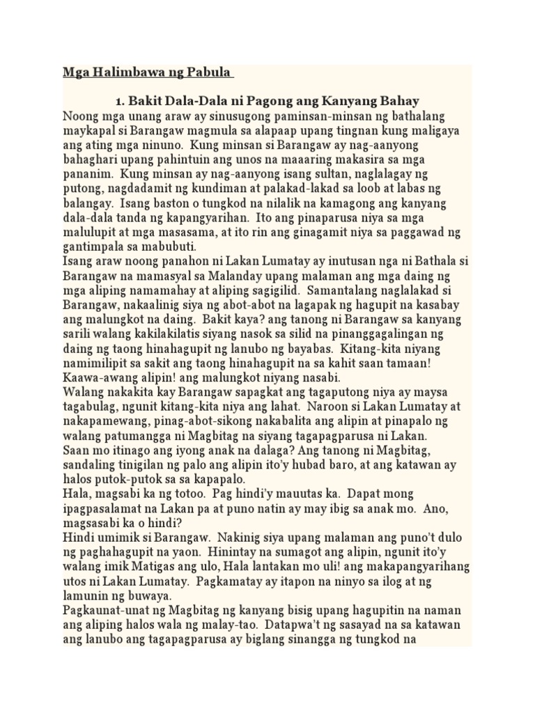 Mga Halimbawa NG Pabula | PDF