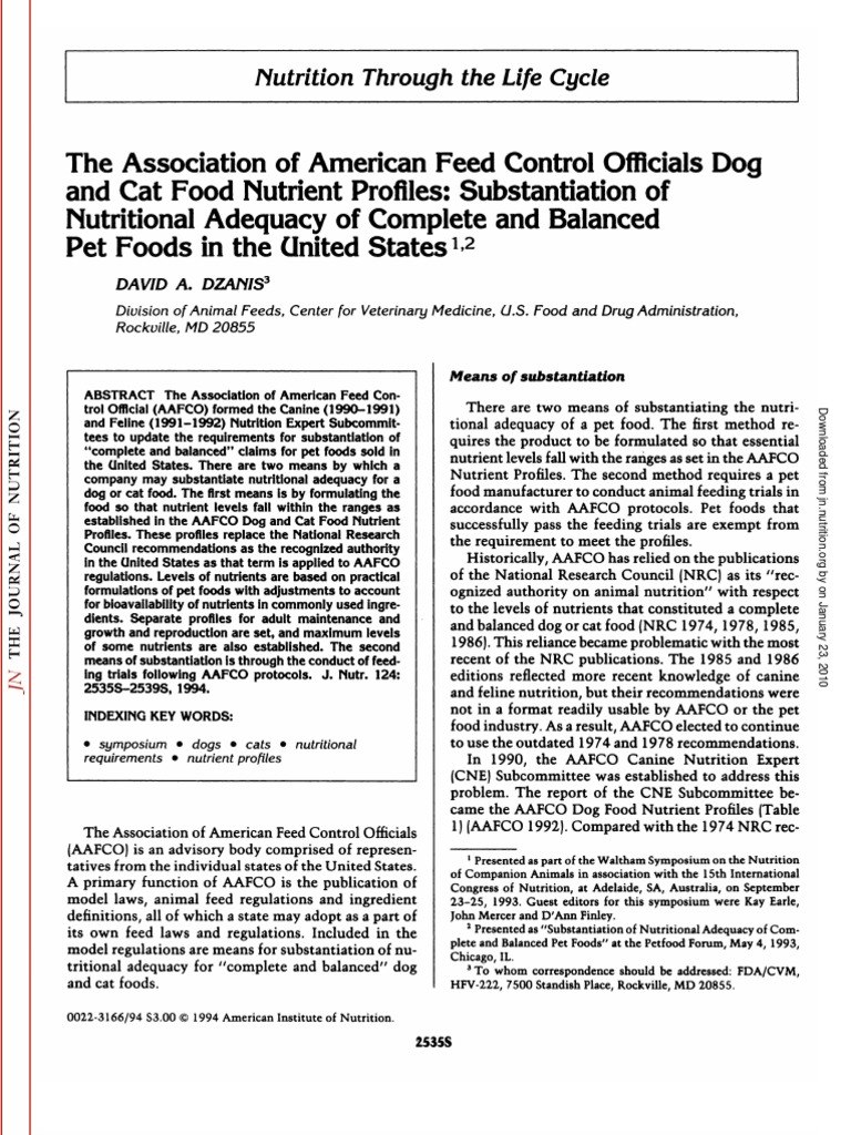 AAFCO Dog & Cat Nutrient Profiles | PDF | Nutrients | Dog Food
