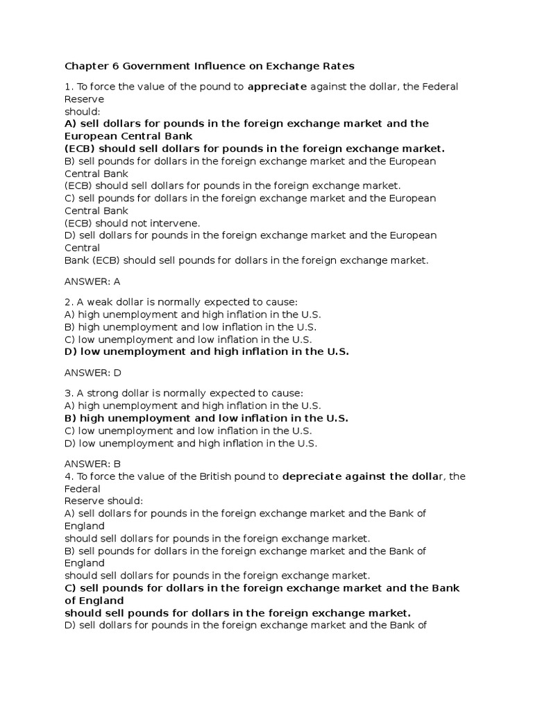 Chapter 6 Government Influence On Exchange Rates Quiz | PDF | Floating ...