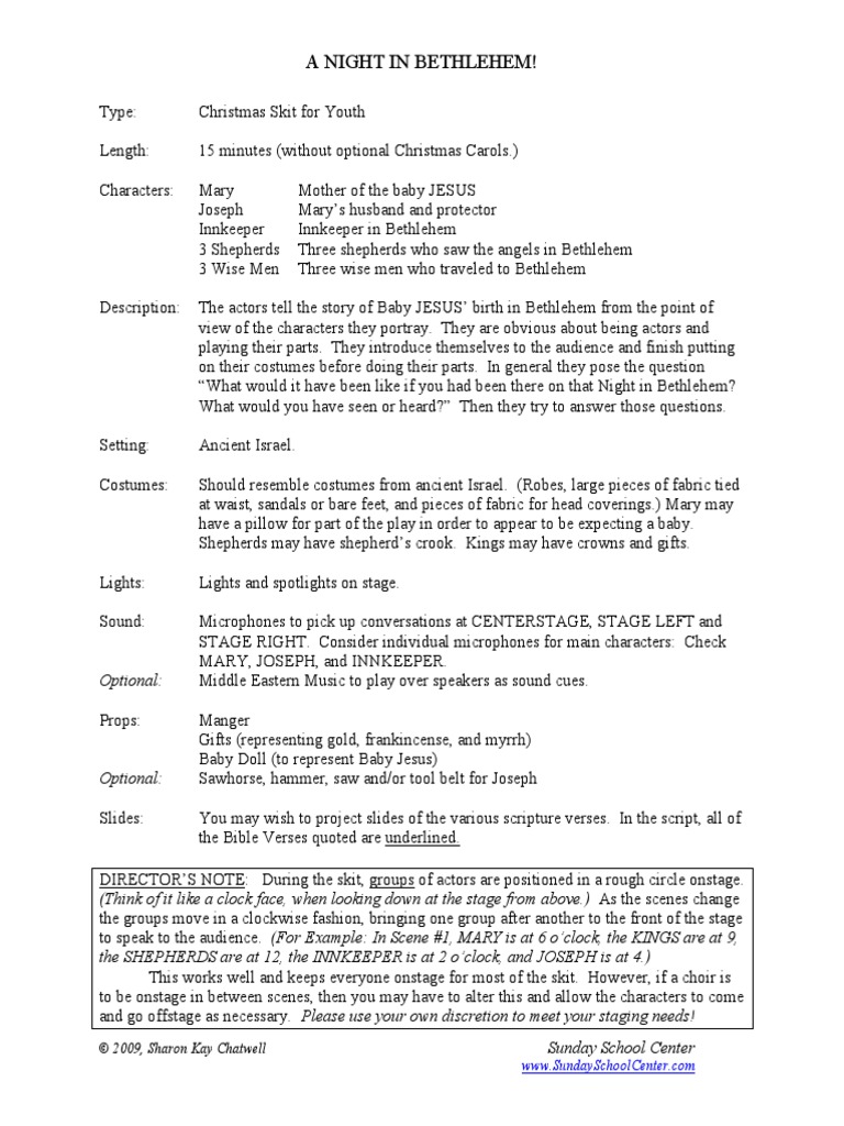 A Night in Bethlehem Skit Script | PDF | Biblical Magi | Saint Joseph