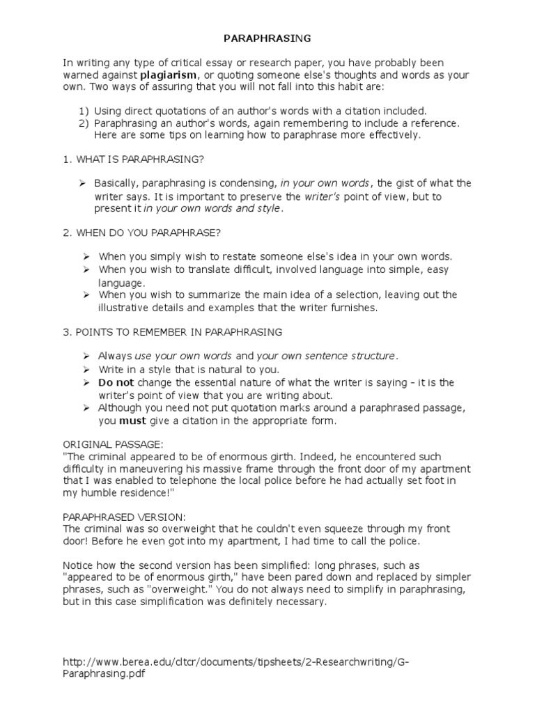 Paraphrasing Worksheet | PDF | Communication | Clothing