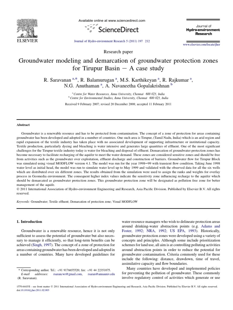 Groundwater Modeling and Demarcation of Groundwater Protection Zones ...