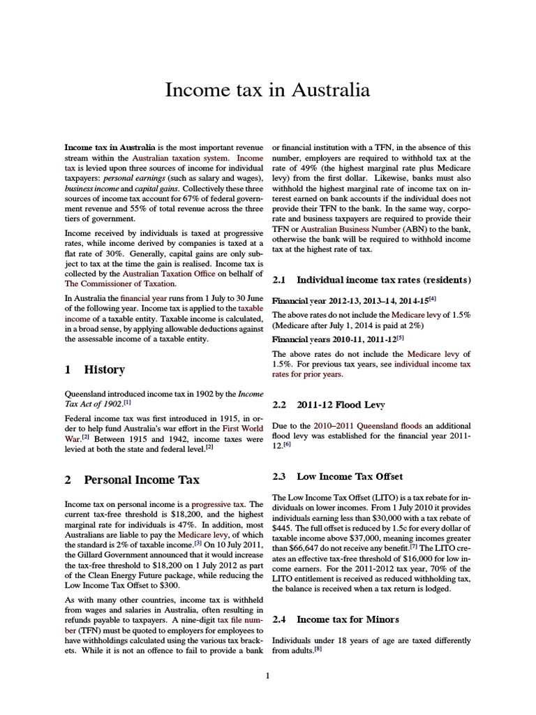 Income Tax in Australia | PDF | Capital Gains Tax | Government Finances
