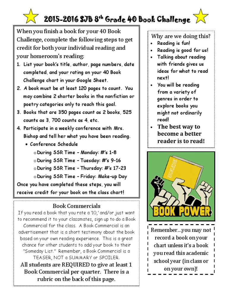 40 Book Challenge Guidelines 2015-16 | PDF | Communication