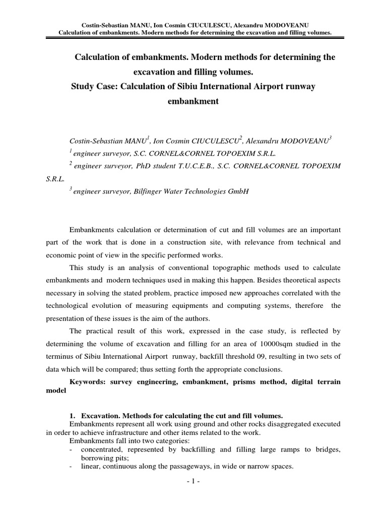 Modern Embankment Calculation | PDF | Area | Surveying