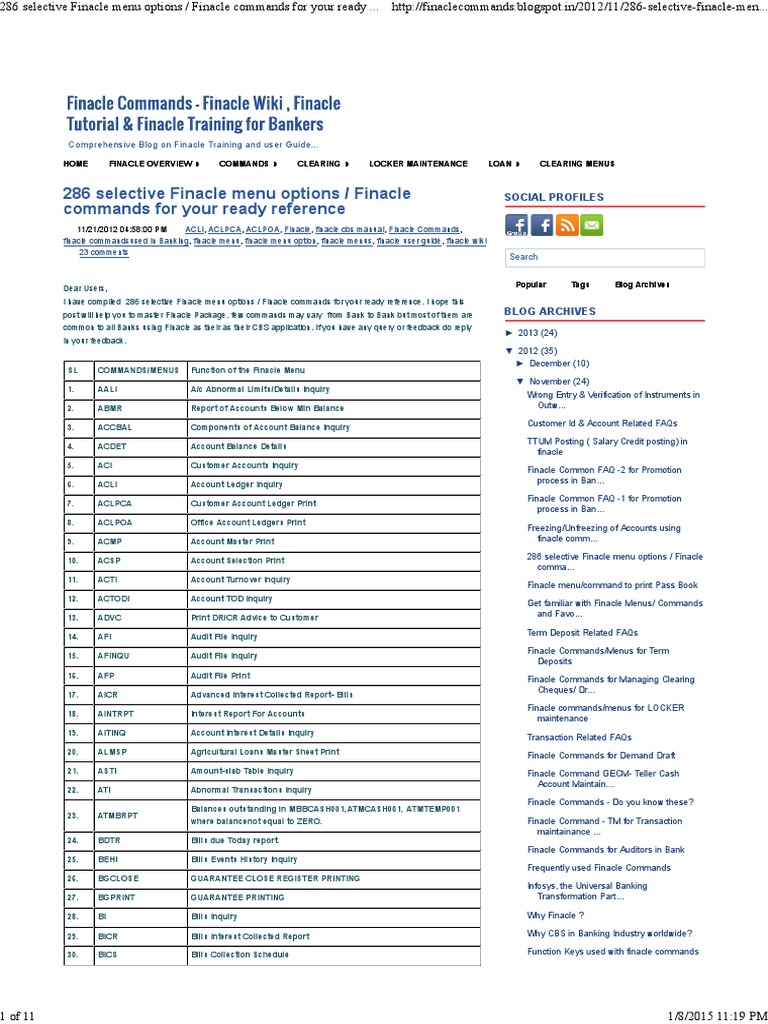 Finacle Wiki, Finacle Tutorial & Finacle Training For Bankers | PDF ...