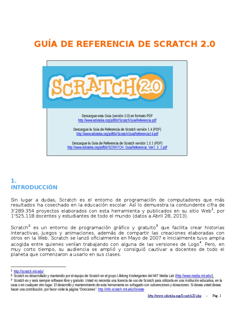 Guía de Referencia de Scratch | PDF | Scratch (lenguaje de programación) | Point and Click