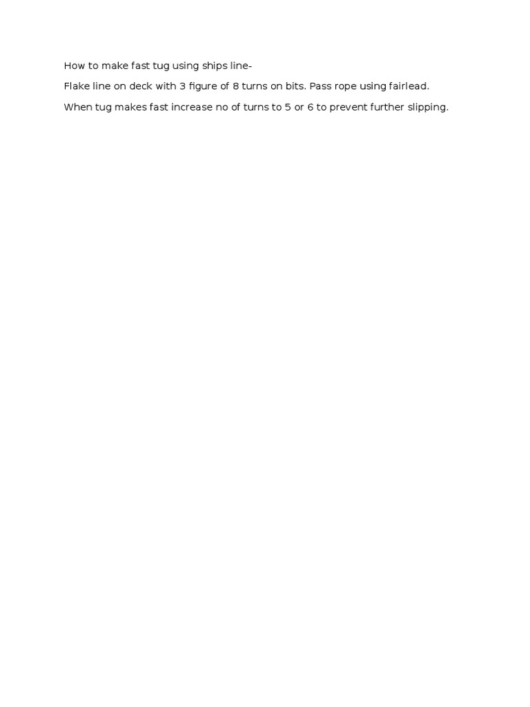 Making Fast Tug With Ships Line. | PDF