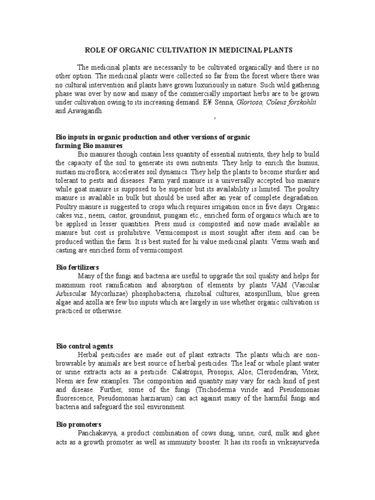 Organic Cultivation of Medicinal Plant | PDF | Organic Farming ...