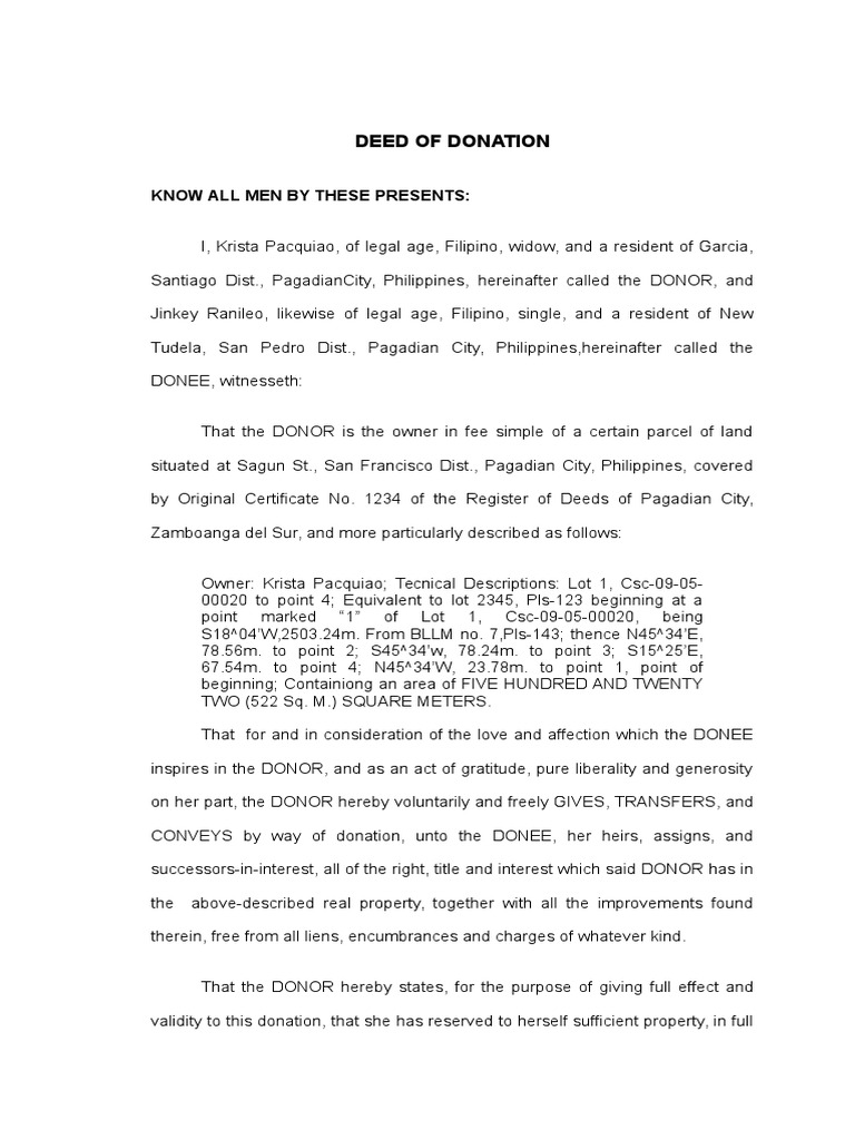 Deed of Donation | PDF | Social Institutions | Social Science