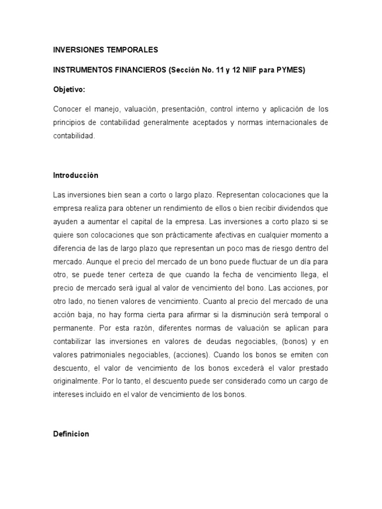 Inversiones Temporales | PDF | Compartir (Finanzas) | Inversiones